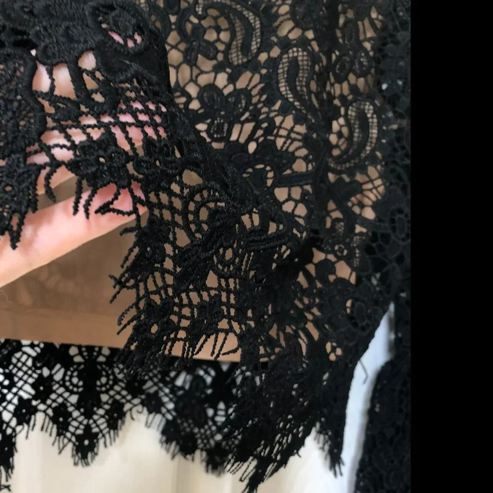 Gracia | Tops | Nwot Gracia Black Crocheted Lace Long Bell Sleeve ...